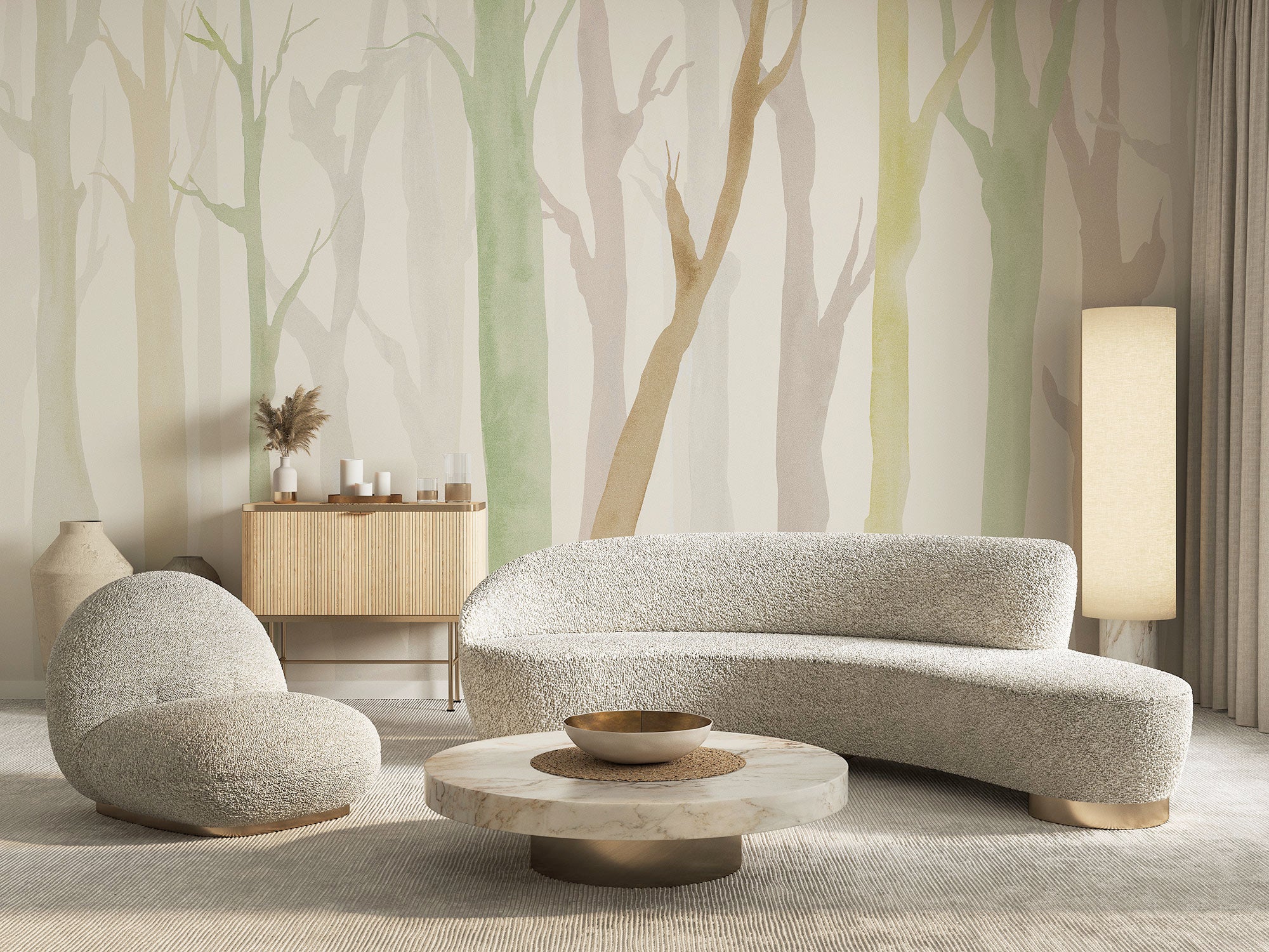 Shadow Woods: Watercolor Tree Wallpaper | Forest Homes