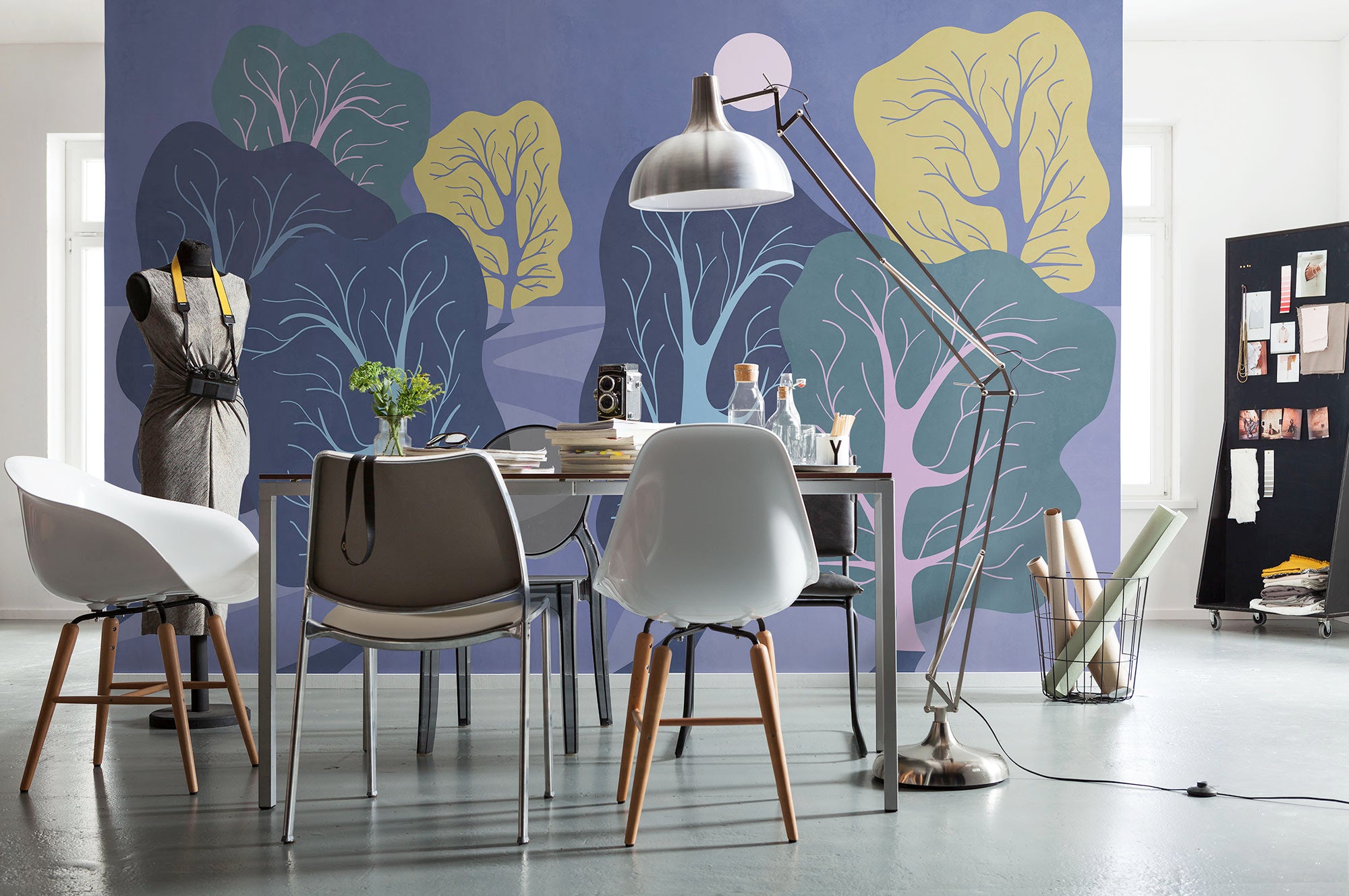 Purple Nights Mural: Purple Forest Wallpaper | Forest Homes