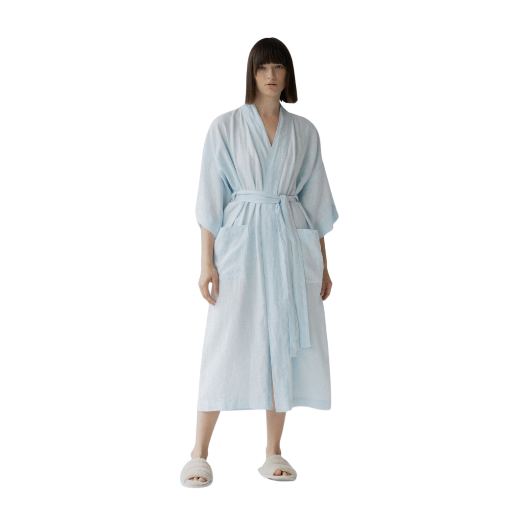 Light Blue Linen Bathrobe | Forest Homes