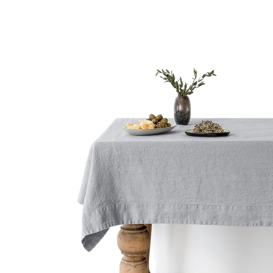 Light Grey Linen Tablecloth | Forest Homes