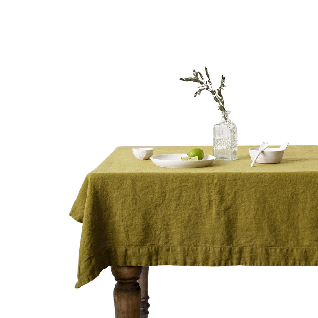 Moss Green Linen Tablecloth | Forest Homes